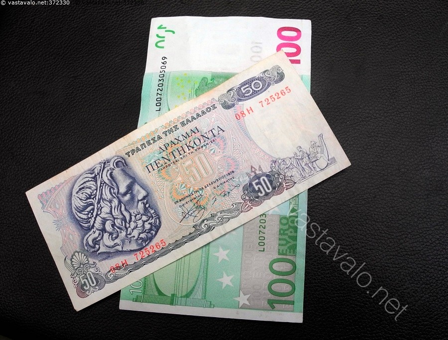 Kuva: Drakma ja Euro - drakma euro raha seteli setelit Kreikan valuutta ...