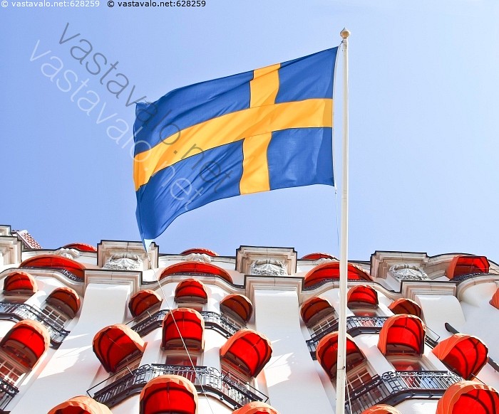 Kuva: Ruotsin lippu - Ruotsi Tukholma lippu valtion liehuu liehua ...