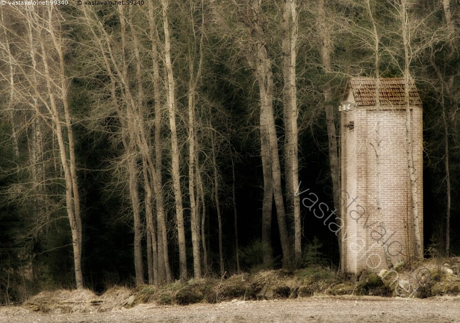 Kuva: Muuntaja - muuntaja metsä haavikko hämärä tiili rakennus torni ...