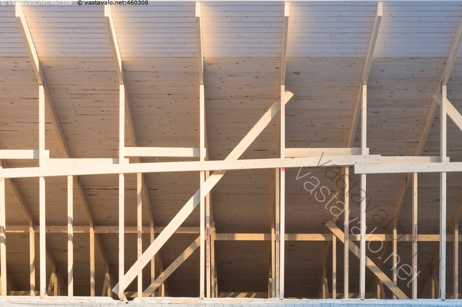 Kuva: Katon rakenne - rakennus talvi runko puurakenne lape katto ...