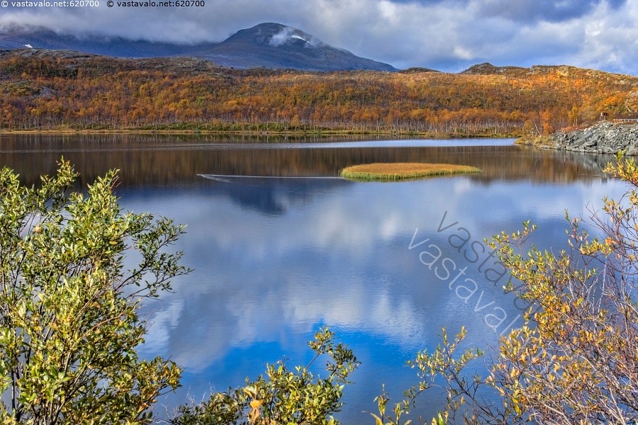 Kuva: Syksy Lompolanjärvellä - tyyni Norja tunturi syksy ruska Lappi ...