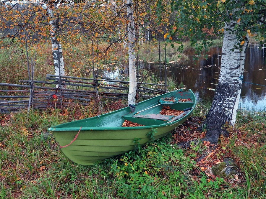 Kuva: Vene lammen rannalla - vene soutuvene rannassa pisteaita ...