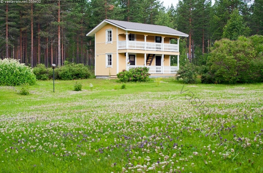 Kuva: Apilanurmikko ja aitta - piha pihat nurmikko nurmikot kukkiva ...
