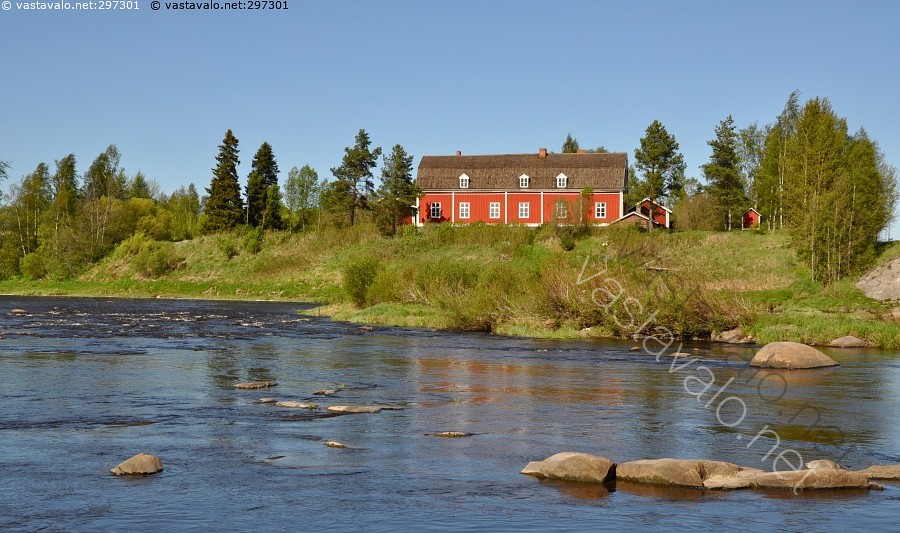 Kuva: Kalajoen pappila - jokimaisema Kalajoen pappila maalaismaisema ...