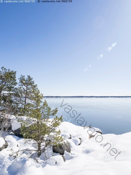 Kuva: Talvinen merenranta - kallio rantakallio ranta merenranta meri ...