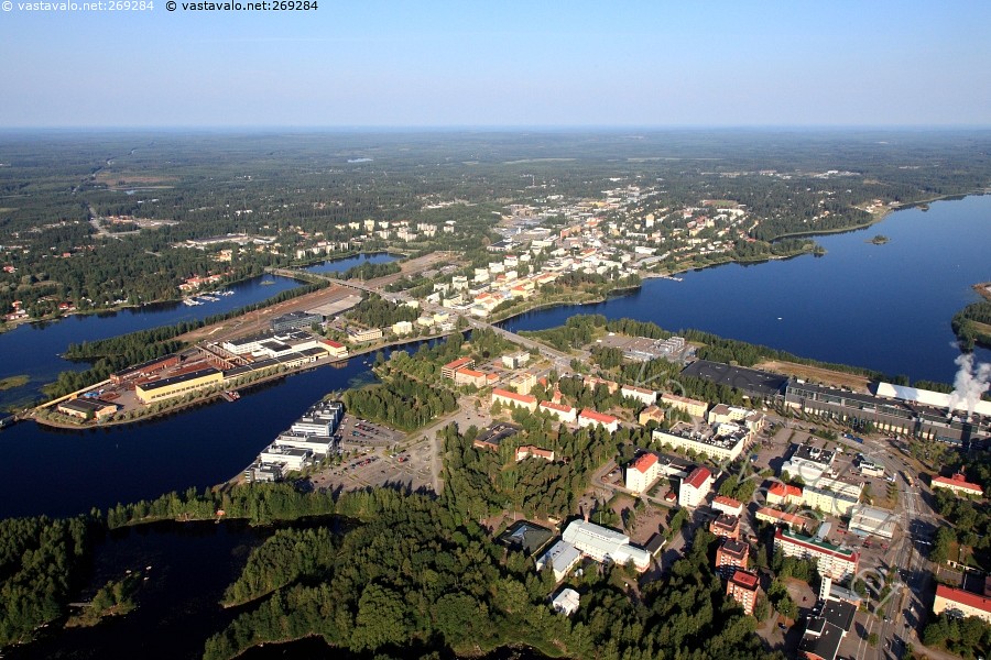 Kuva: Varkaus - Varkaus kaupunki ilmakuva savo tehdasalue vesistö järvi ...