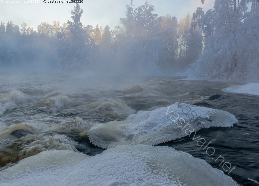 Kuva: Talvinen koski - Kuusaankoski kohiseva koski koskimaisema kuohut ...