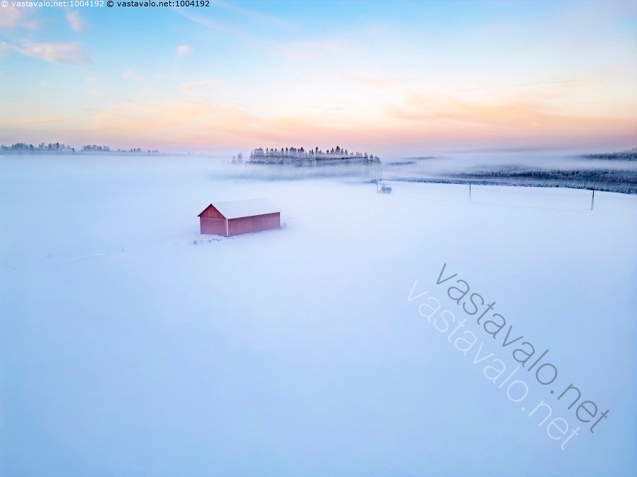 Kuva: Talvi-ilta maaseudulla - talvi talvinen ilmakuva ilmavalokuva ...
