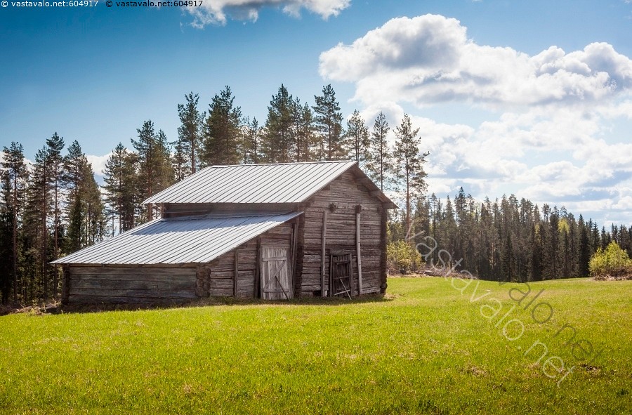 Kuva: Riihi pellon reunassa - vanha hirsirakennus veistetyt vanhat ...