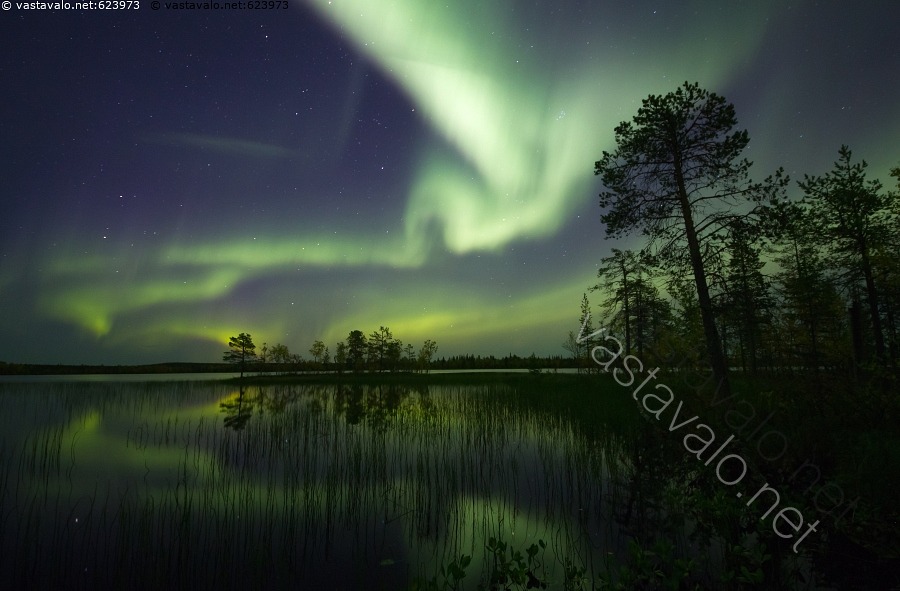 Kuva: Revontulet - revontulet Aurora Borealis järvi tähdet saari ...