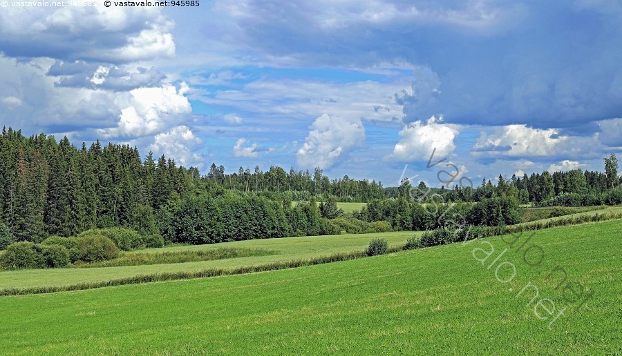 Kuva: Peltomaisema - pelto peltomaisema maisema pilvinen maaseutu kesä ...